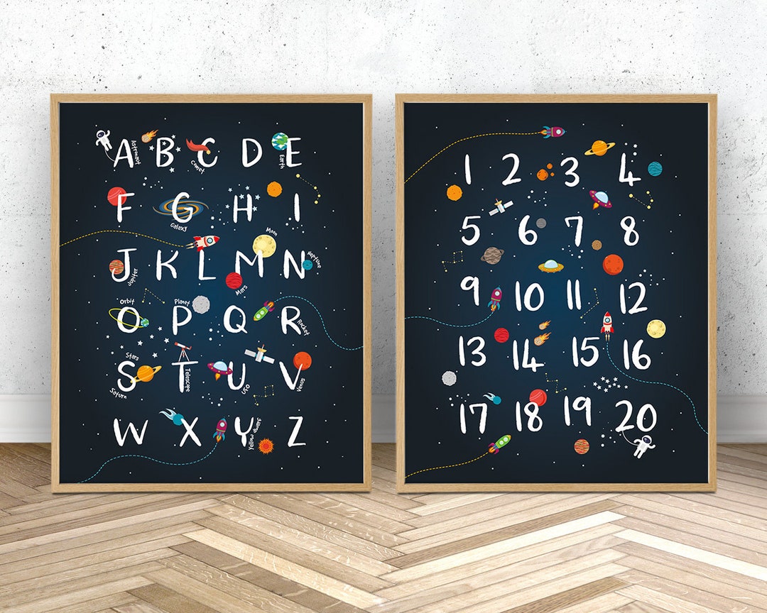Space Wall Art, Kids Alphabet Print, Space Nursery, Printable, Poster ...