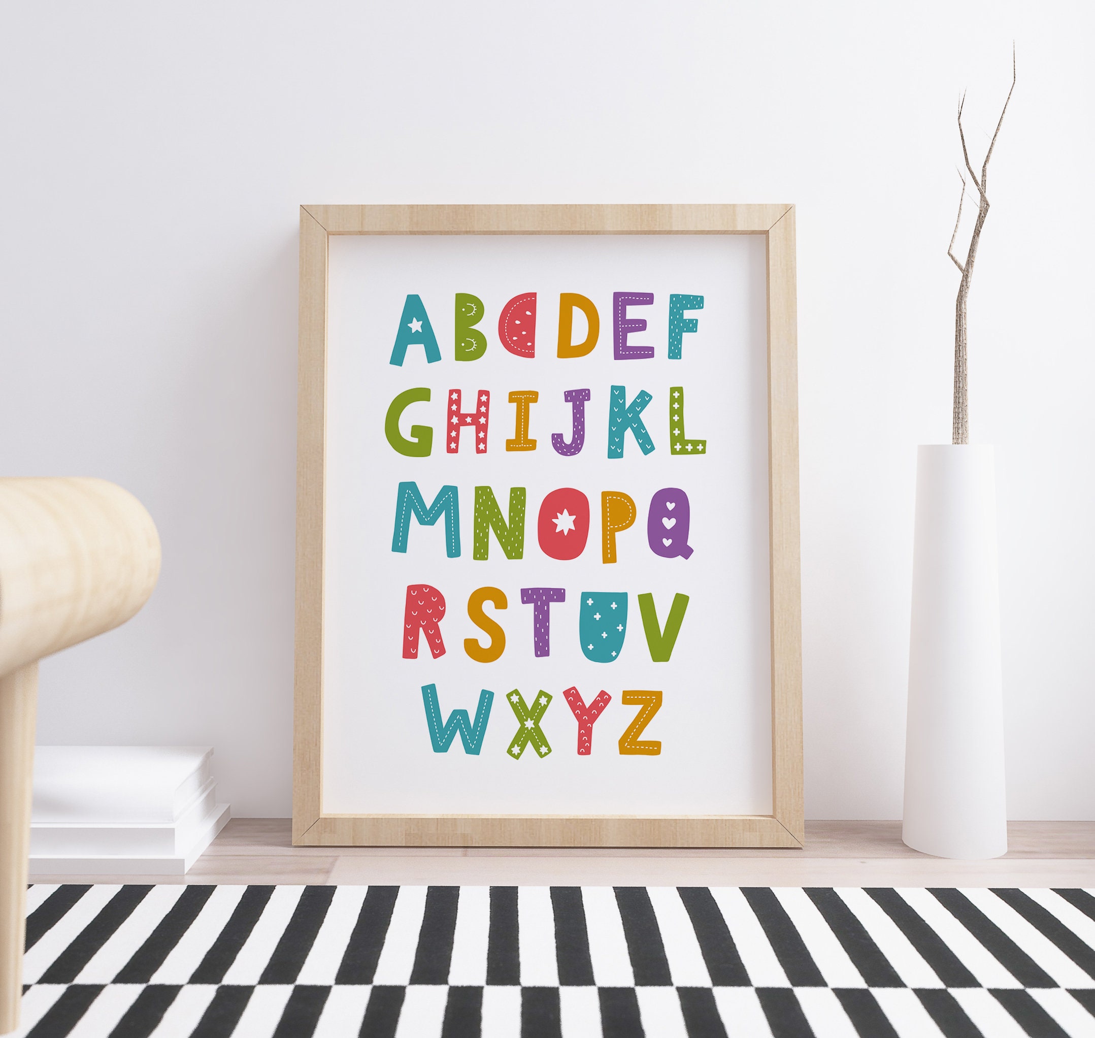 Nursery wall art alphabet printable rainbow nursery decor | Etsy