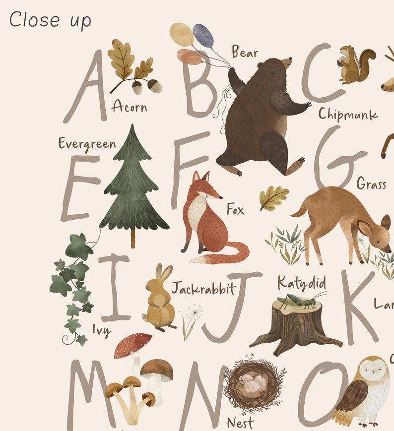 Set of Two Woodland Animal Alphabet and Numbers, Perfect for a Woodland ...