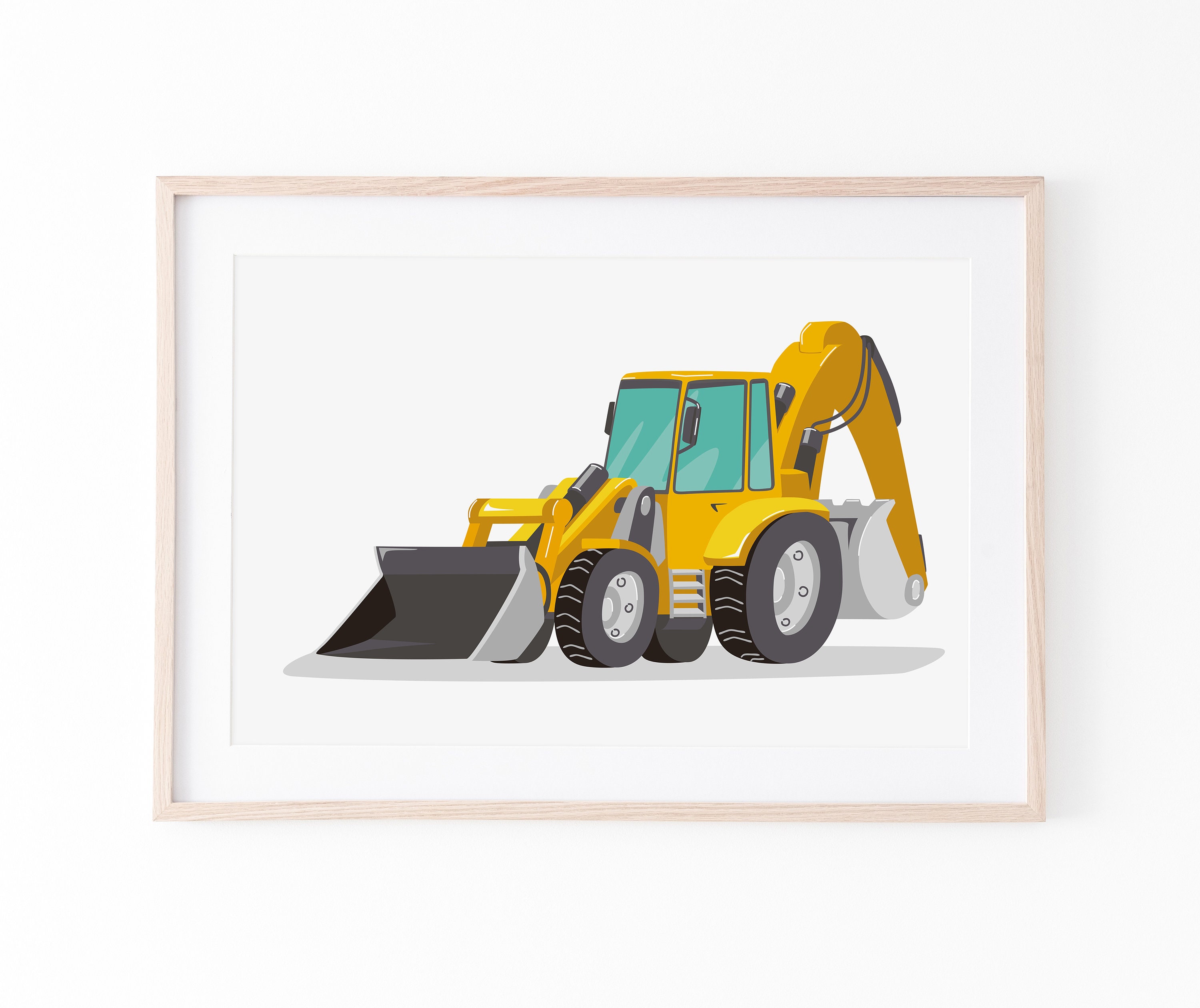 Art Prints Set of 4, Construction Wall Art, Construction Birthday Party ...