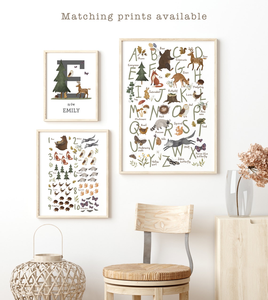 Woodland Animal Alphabet With Watercolor Details Perfect for - Etsy UK