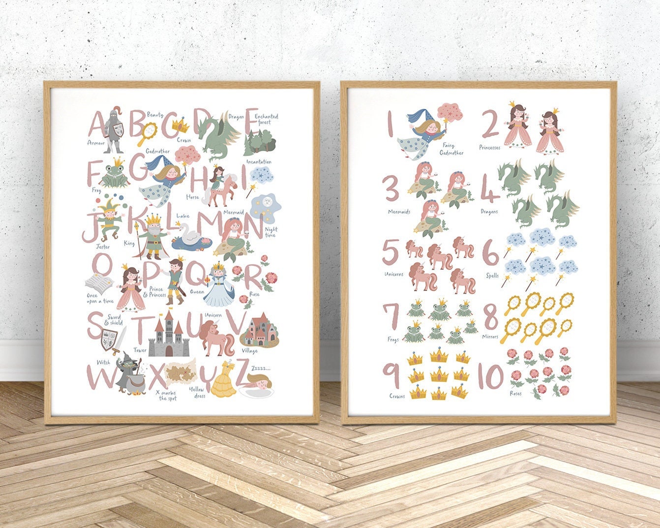 Fairy Tale Alphabet and Numbers Set of 2 Prints Magical - Etsy UK