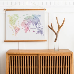 Rainbow World Map Wall Art, Colorful Map for Kids Room, World Map ...