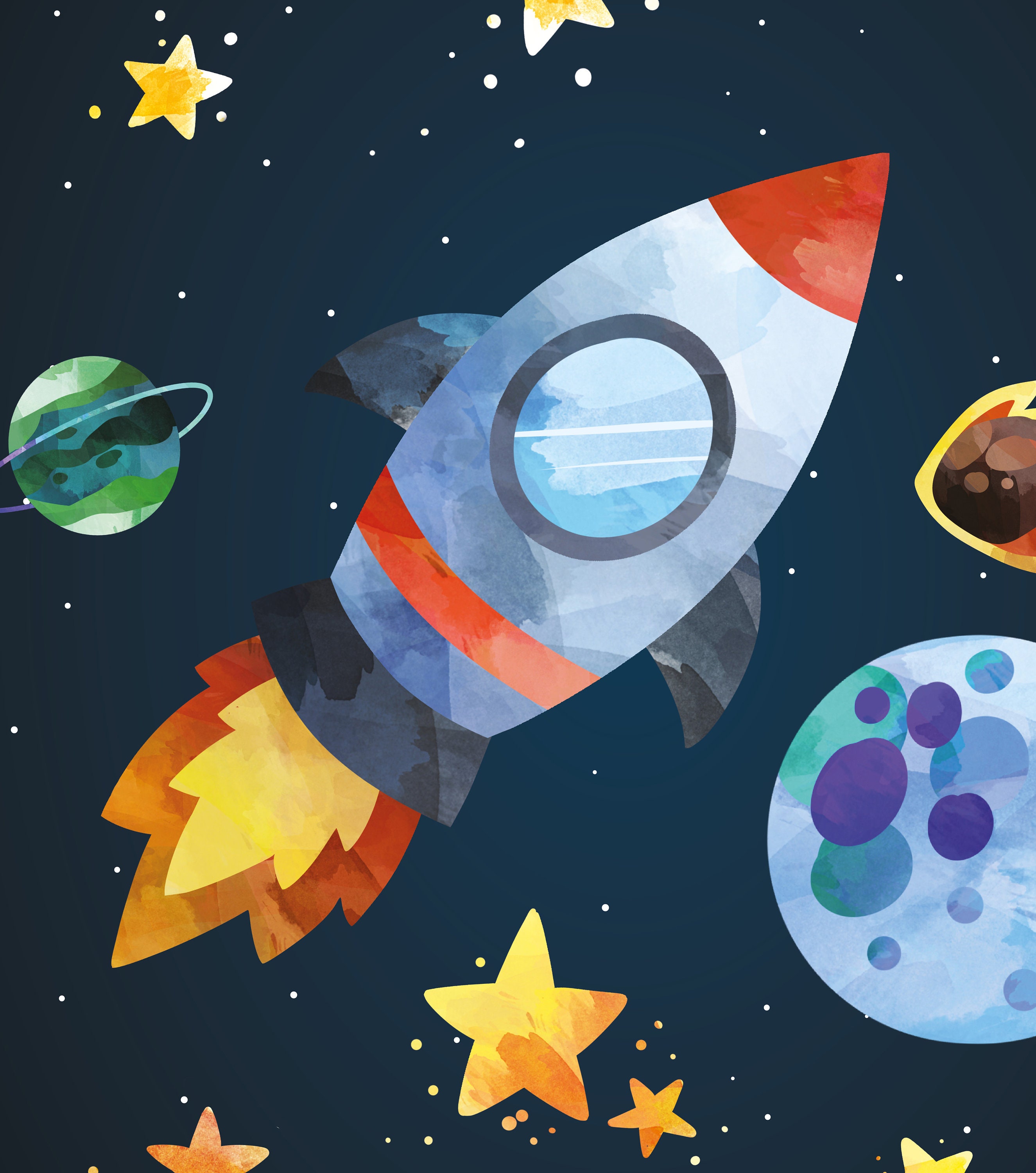 Outer Space Decor Rocket Print Space Nursery Decor Space | Etsy