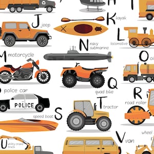 Transportation Alphabet Wall Art, Car Poster, Educational Print ...