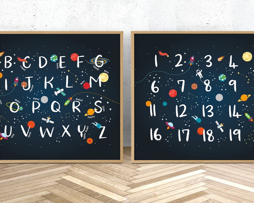 Space Wall Art, Kids Alphabet Print, Space Nursery, Printable, Poster ...