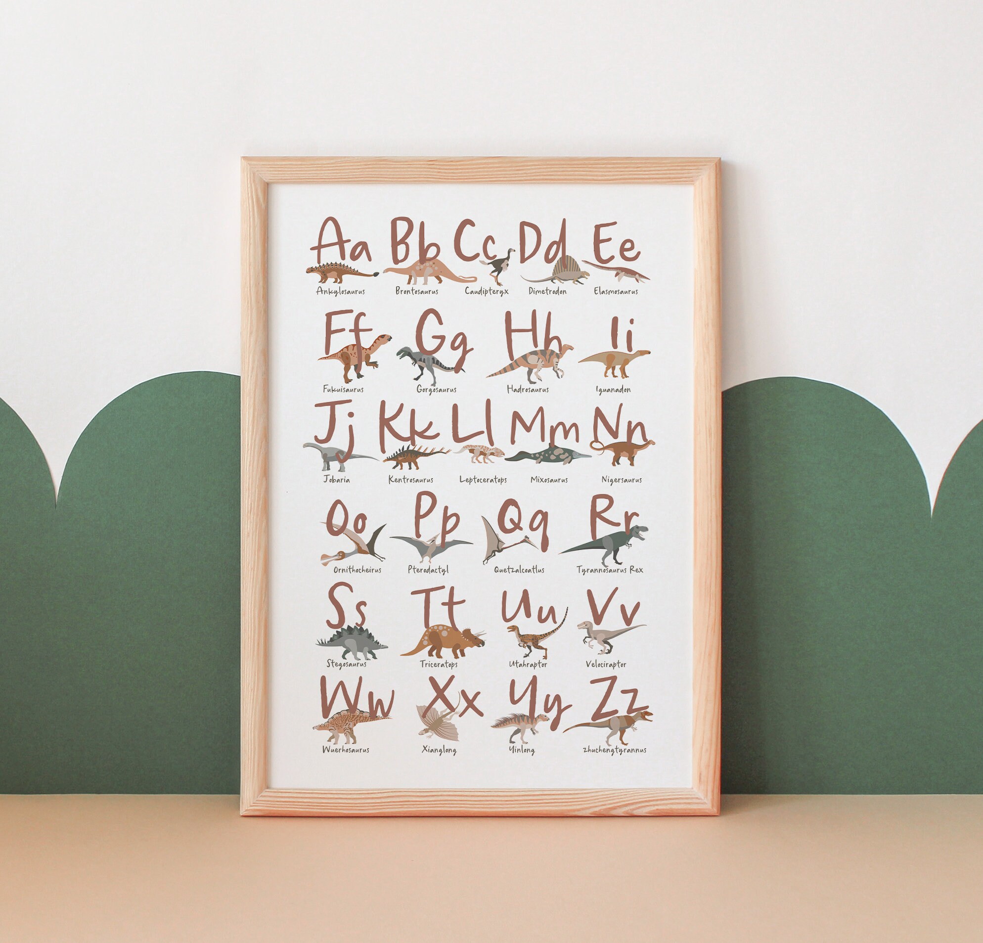 Dinosaur Alphabet Abc in Earthy Terracotta Colors, Perfect for a ...