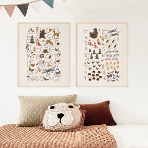Set of Two Woodland Animal Alphabet and Numbers, Perfect for a Woodland ...
