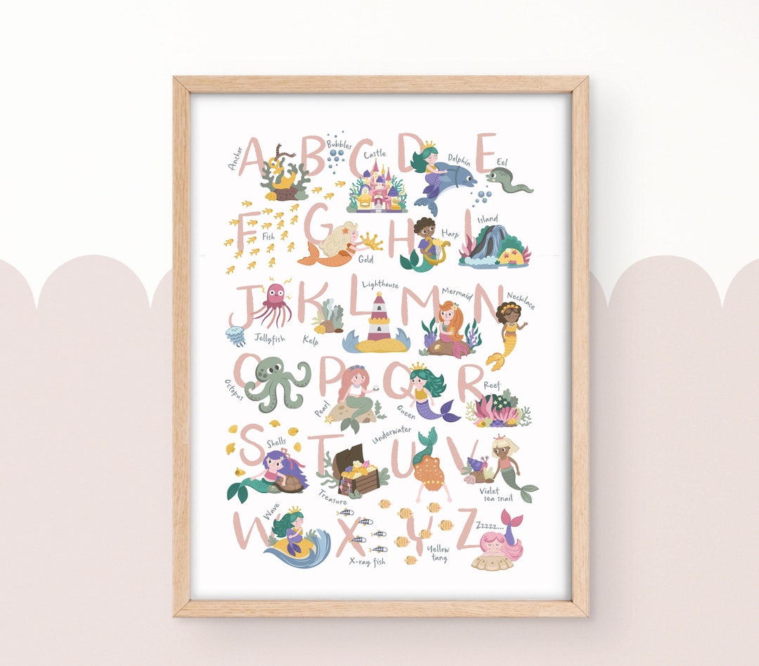 Mermaid Alphabet, Girls Room Decor, Printable Wall Art - Etsy