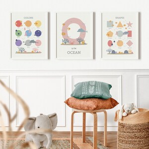 Set of 3 Ocean Wall Art for Nursery, Educational Prints - Etsy