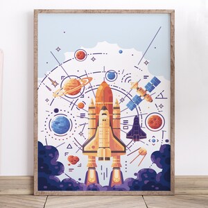 Space Wall Art Set of 6 Prints in White, Space Themed Nursery, Outer ...