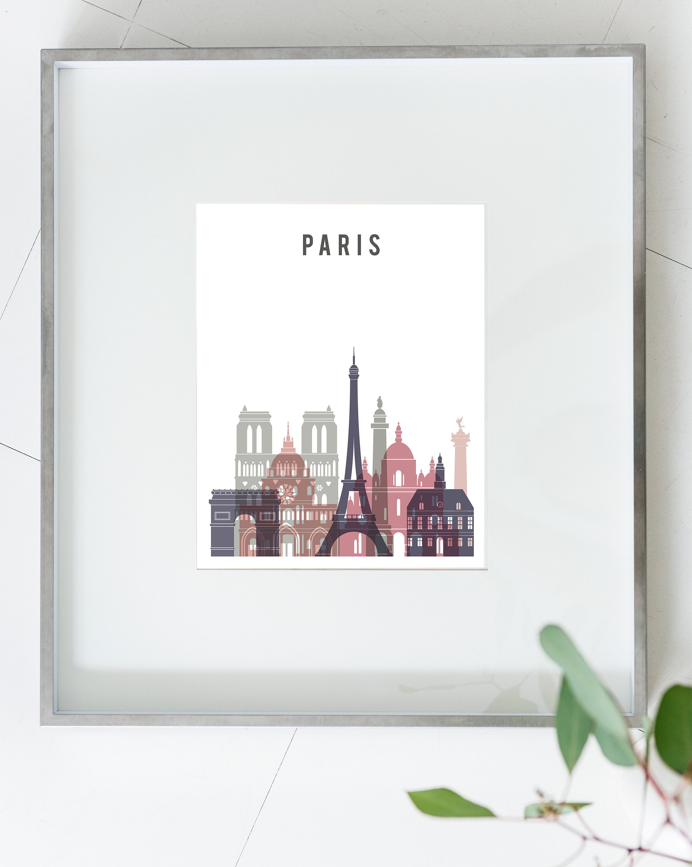 Pink Paris Skyline Poster City Scape Wall Art Paris Print - Etsy