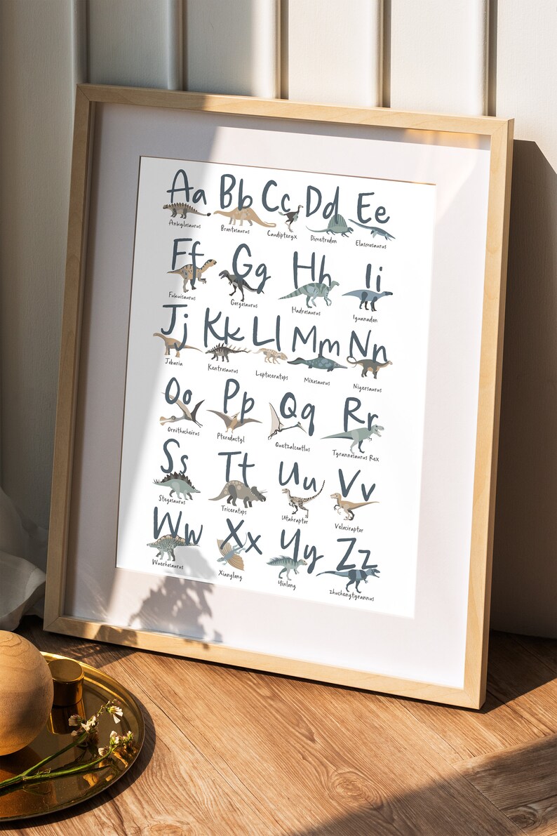 Dinosaur Alphabet Abc in Muted Colors, Perfect for a Dinosaur Theme ...