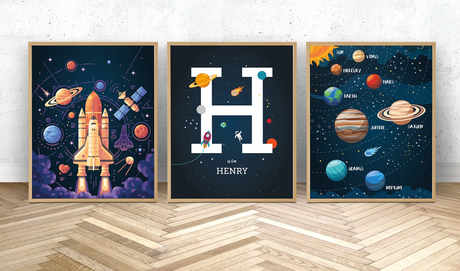 Space Wall Art Set of 3 Prints for Space Themed Bedroom Outer - Etsy