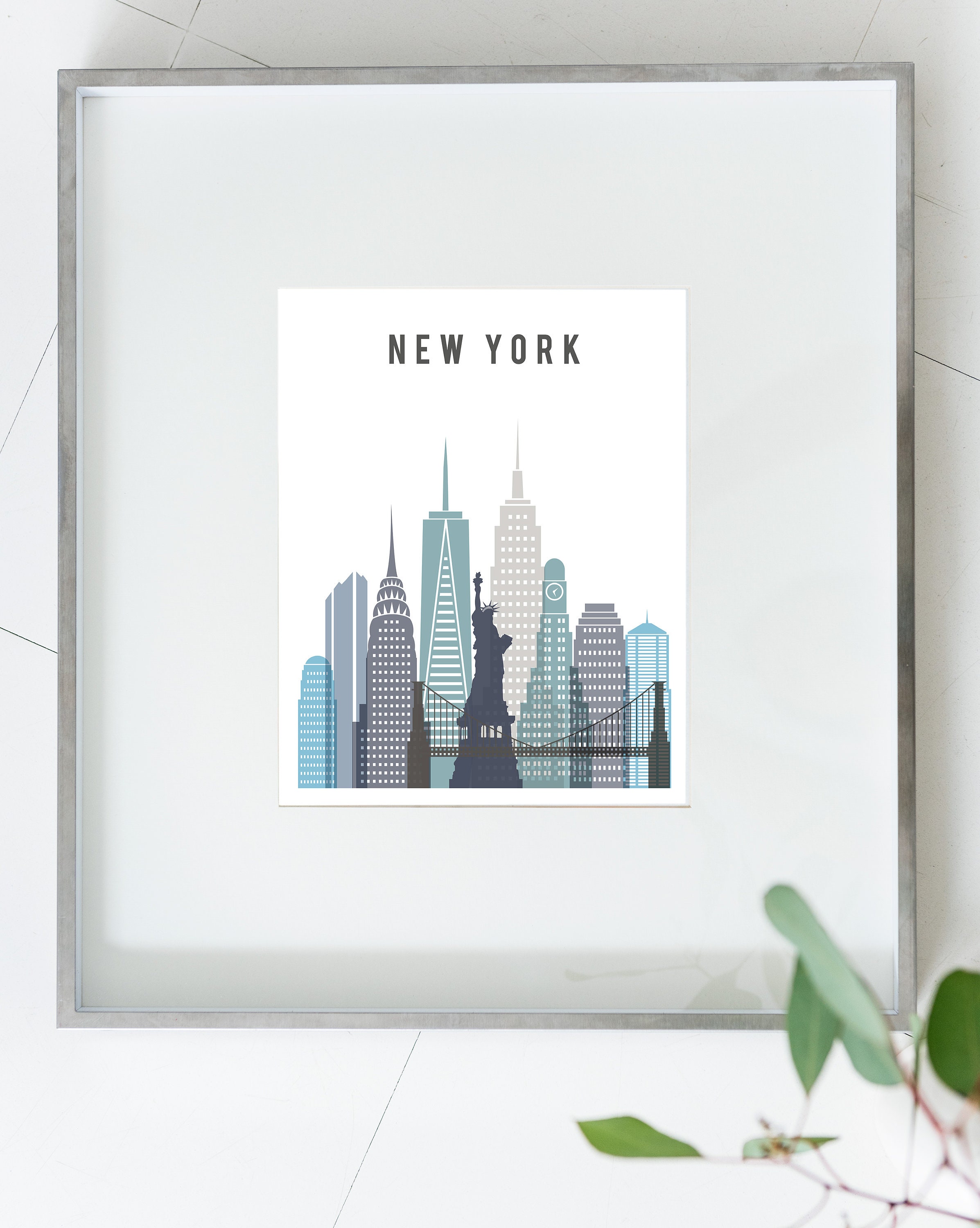 New York skyline poster nyc skyline wall art cityscape wall | Etsy