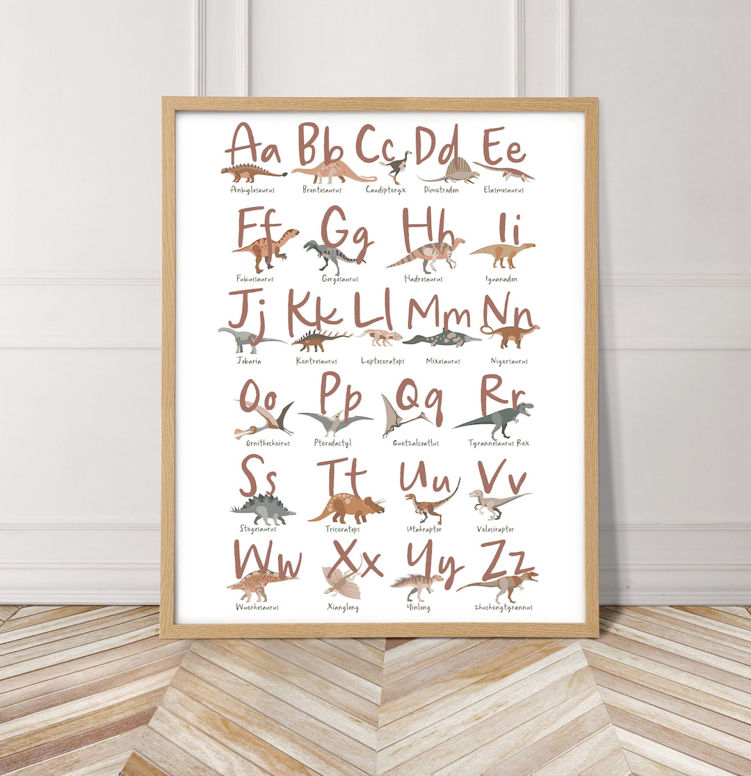 Dinosaur Alphabet Abc in Earthy Terracotta Colors, Perfect for a ...