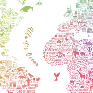 Rainbow World Map Wall Art, Colorful Map for Kids Room, World Map ...