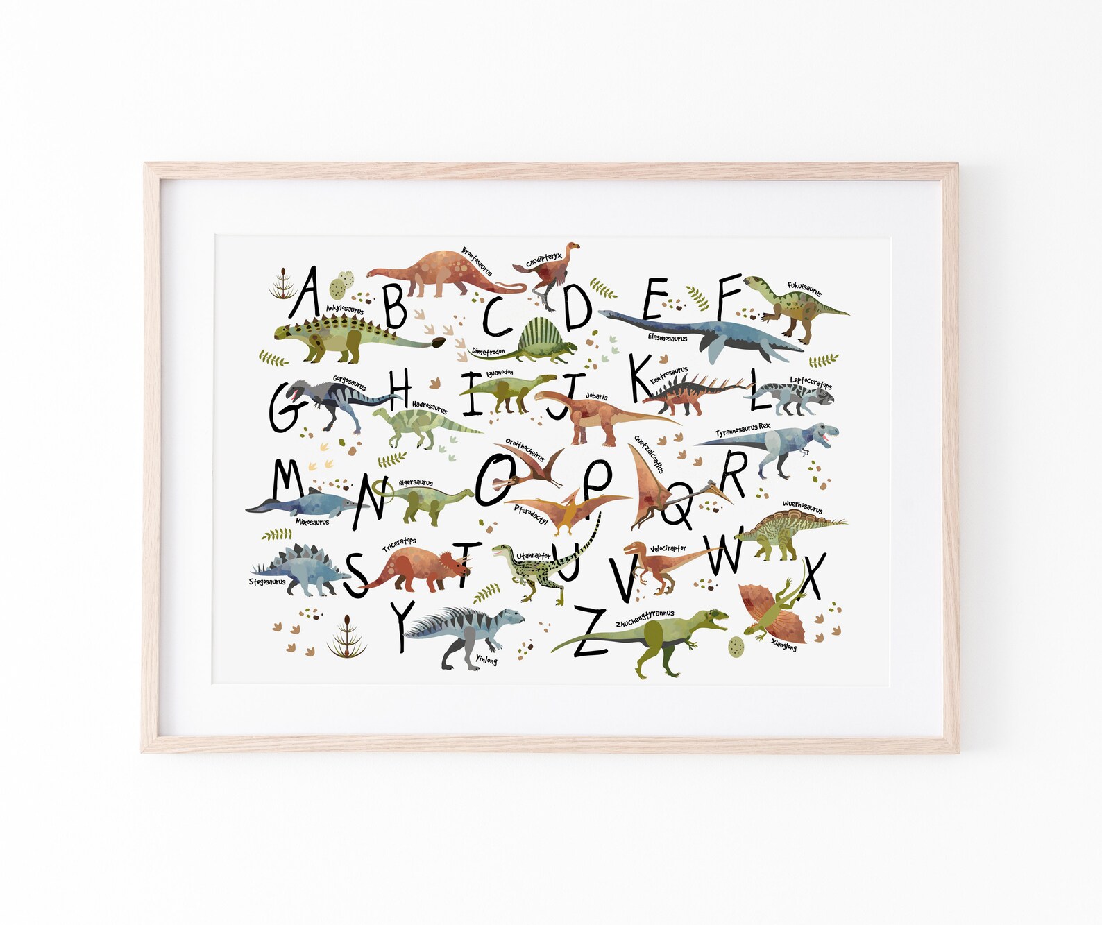 Dinosaur Alphabet Print Watercolor Dinosaur Decor Printable | Etsy