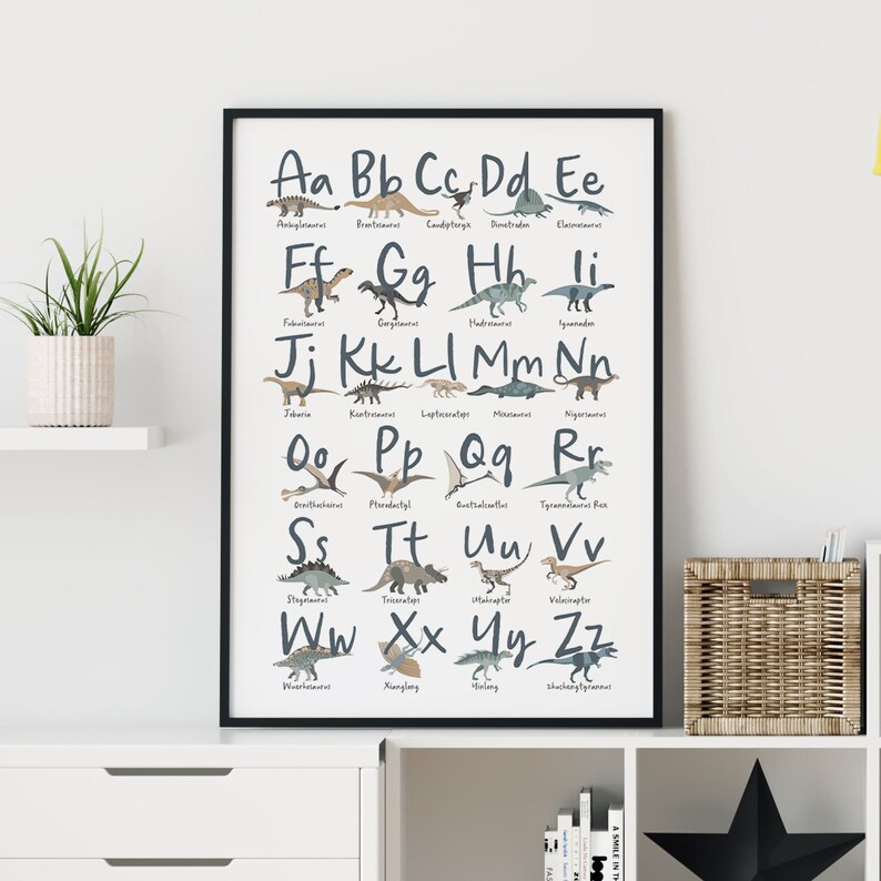 Dinosaur Alphabet Abc in Muted Colors, Perfect for a Dinosaur Theme ...