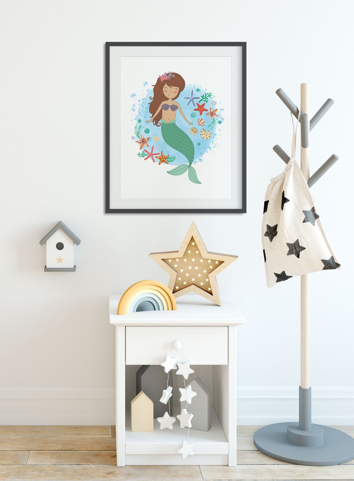 Mermaid Wall Art, Printable Girls Room Decor, Mermaid Poster Download ...