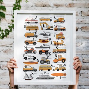 Transportation Alphabet Wall Art, Car Poster, Educational Print ...
