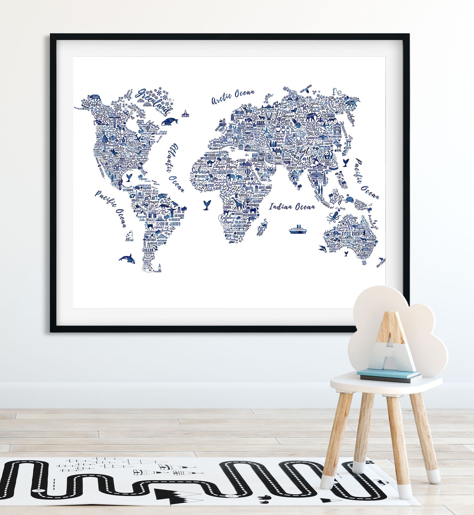 World Map Printable Wall Art, Watercolor World Map, Travel Nursery ...