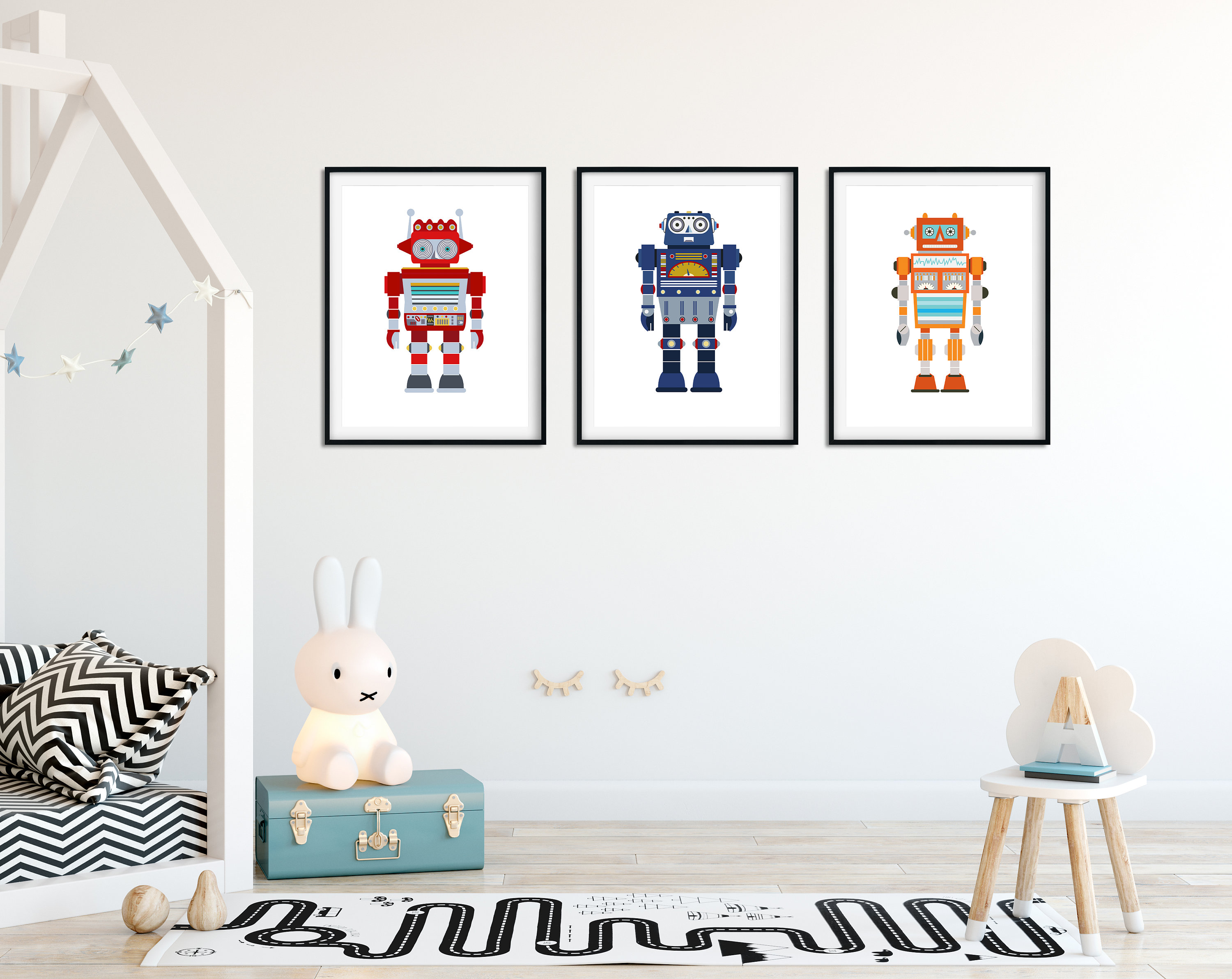 Robot Wall Art Set of 3 Prints Toddler Boy Room Decor | Etsy