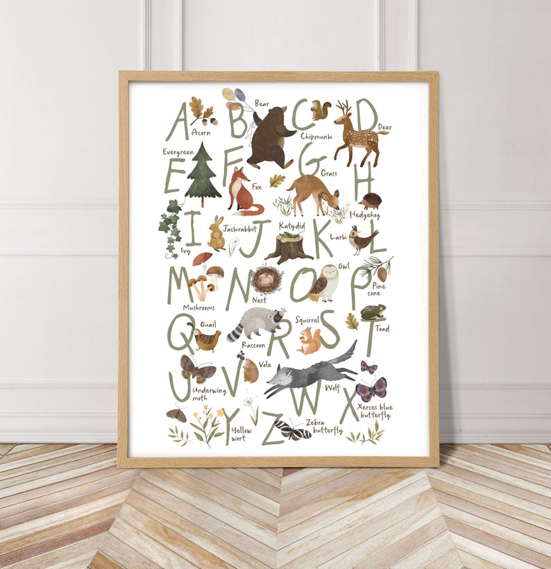 Woodland Animal Alphabet With Watercolor Details, Perfect for a ...