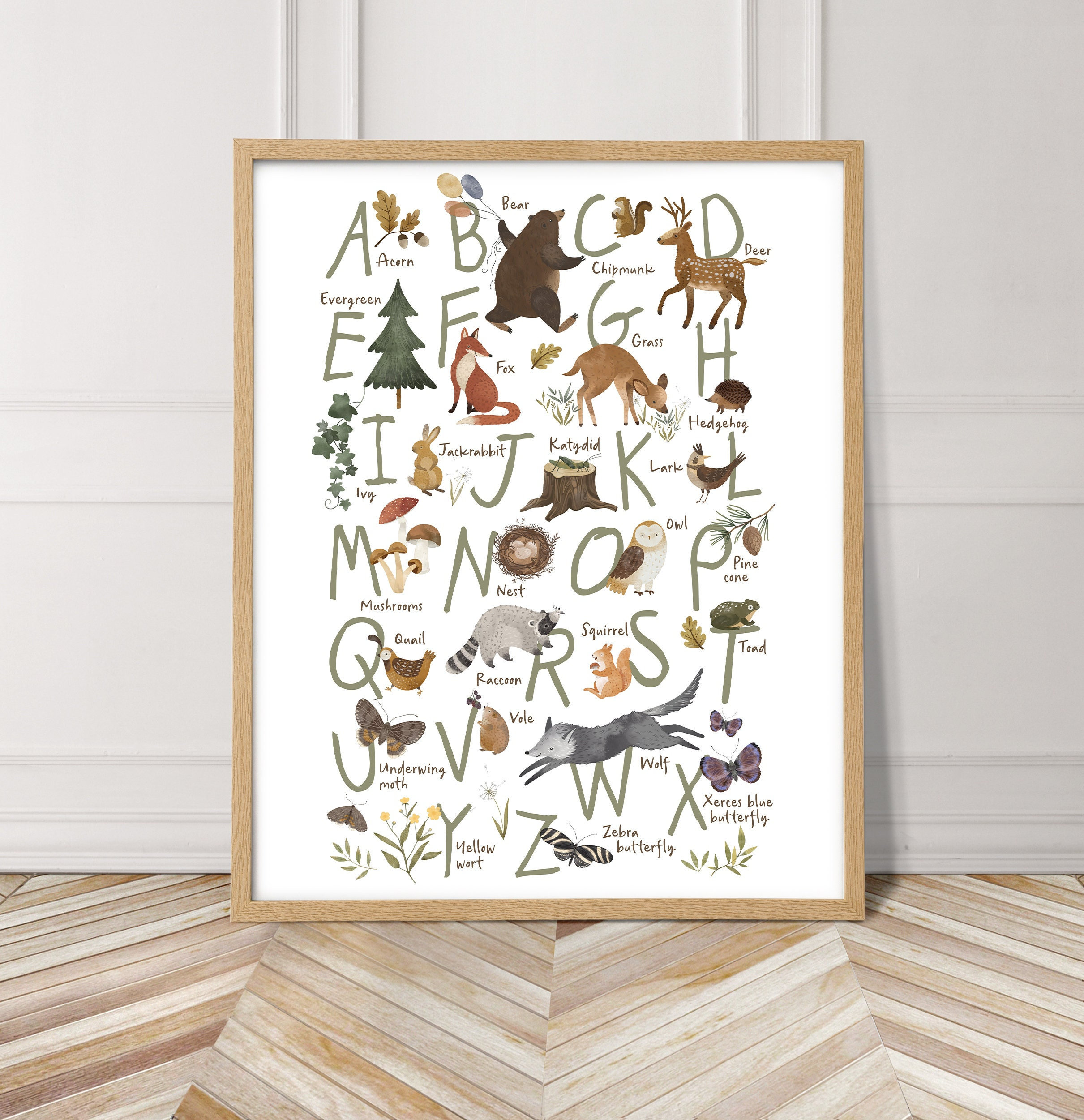Woodland Animal Alphabet With Watercolor Details Perfect for - Etsy