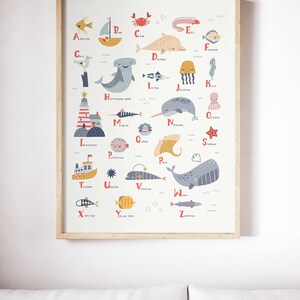 Set of Three Ocean Sea Alphabet and Numbers Wall Art, Personalised ABC ...