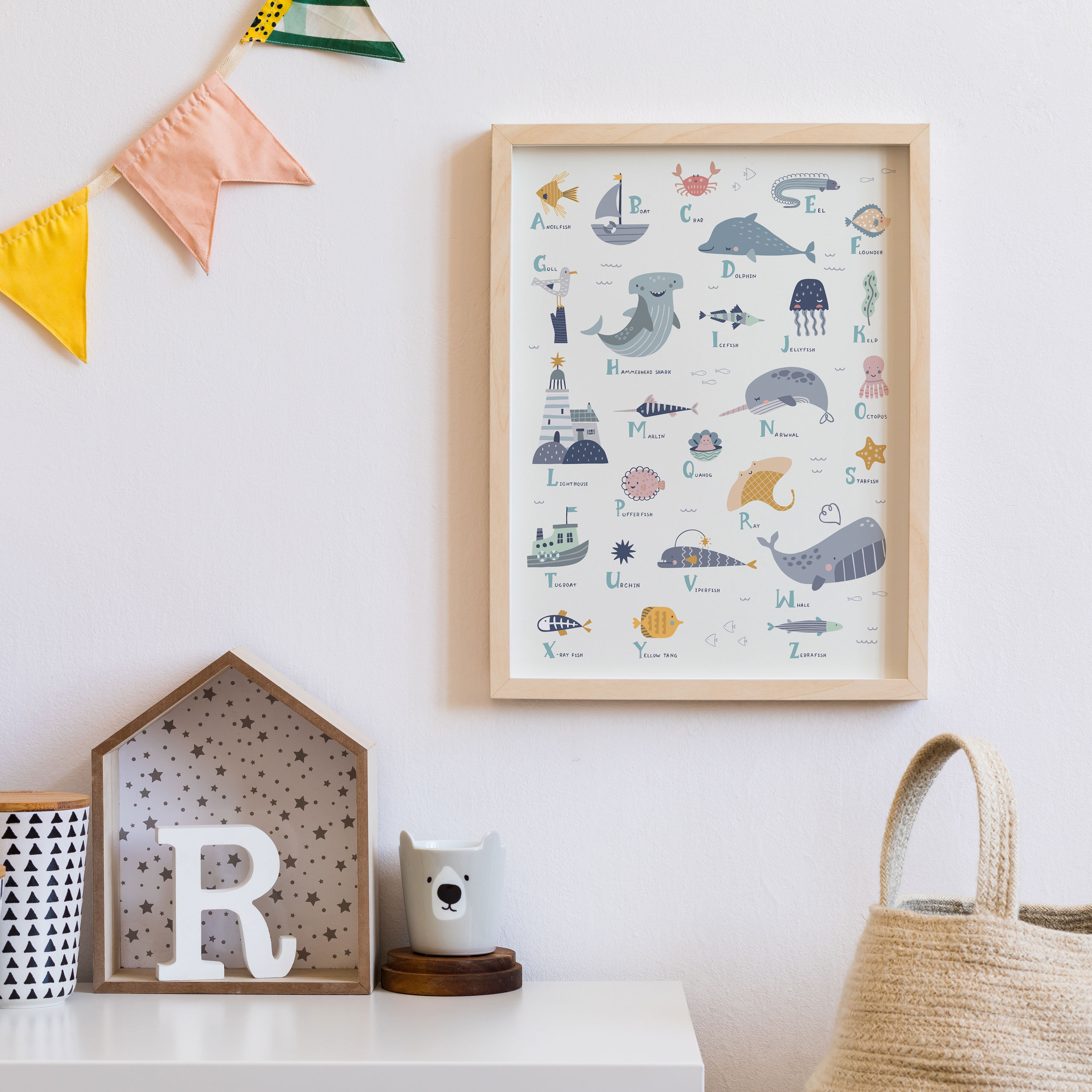 Ocean Sea Animals Alphabet, Perfect for an Ocean Theme Nursery, Pastel ...