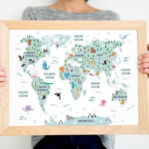 World Map for Kids, Printable Wall Art, World Map Canvas, Perfect for ...