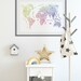 Rainbow World Map Wall Art, Colorful Map for Kids Room, World Map ...