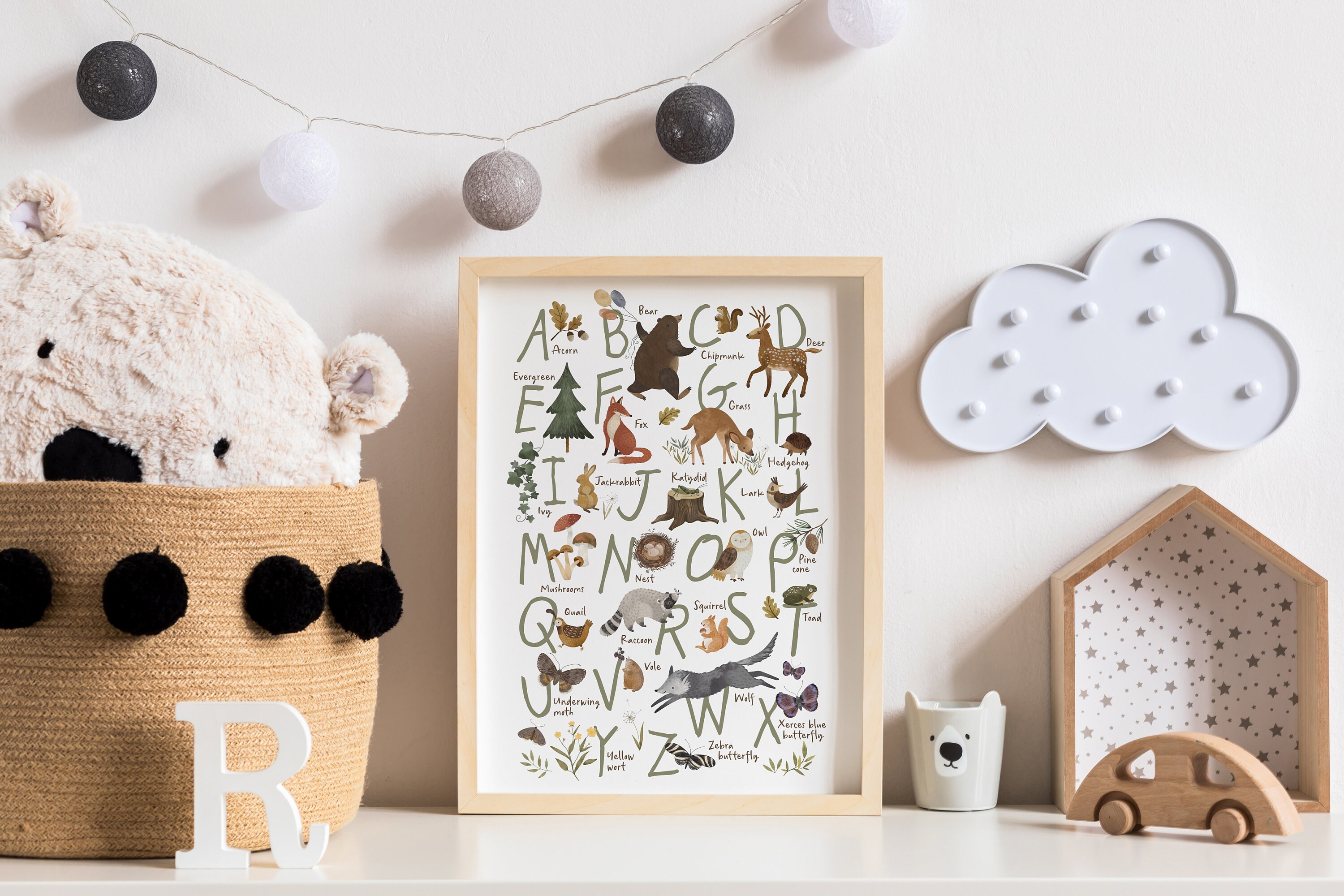 Woodland Animal Alphabet With Watercolor Details Perfect for | Etsy