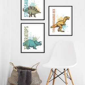 Dinosaur Nursery Decor, Set of 3 Art Prints, Dinosaur Printable Wall ...