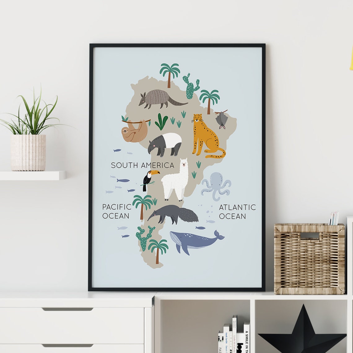 South America Continent, World Map for Kids Printable Wall Art, Perfect ...