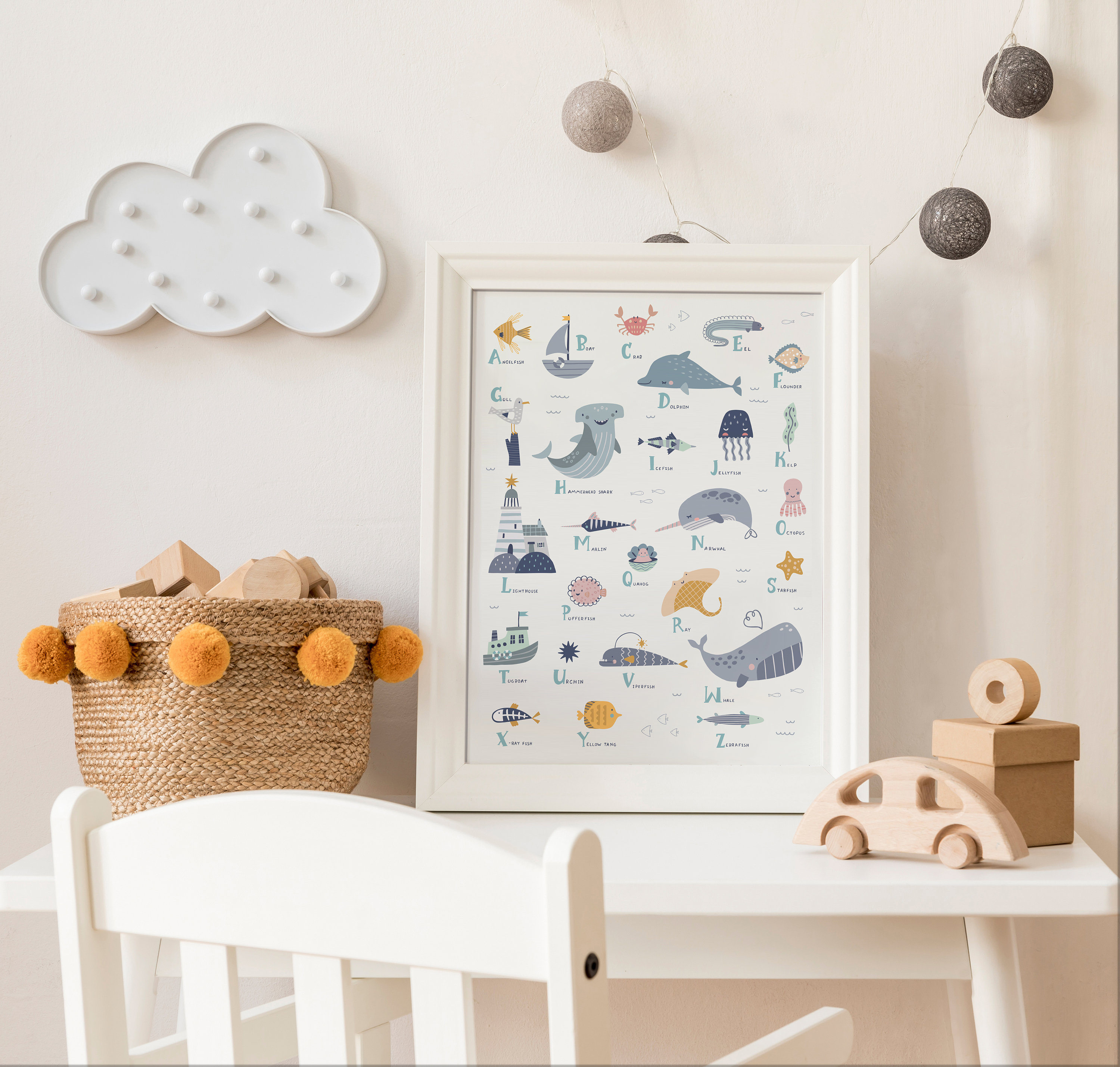 Ocean Sea Animals Alphabet, Perfect for an Ocean Theme Nursery, Pastel ...