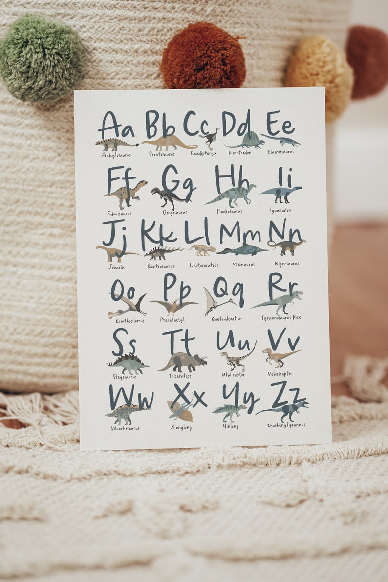 Dinosaur Alphabet Abc in Muted Colors, Perfect for a Dinosaur Theme ...