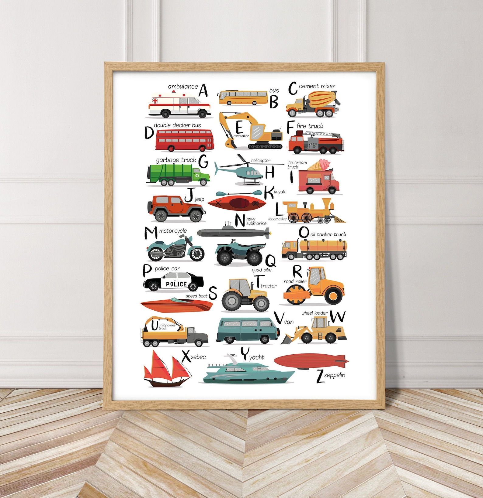 Colourful Transportation Alphabet Wall Art Educational Print - Etsy