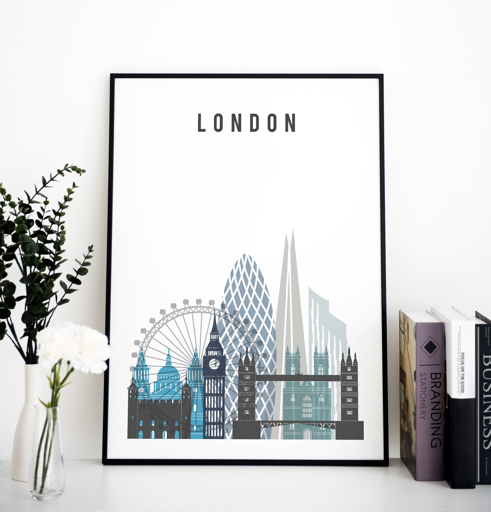 London Skyline Poster Cityscape Wall Art London Print Wall - Etsy