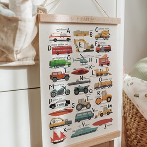Colourful Transportation Alphabet Wall Art, Educational Print, Alphabet ...