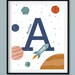 Light Kids Space Name Print Monogram Wall Art Space Letter - Etsy UK