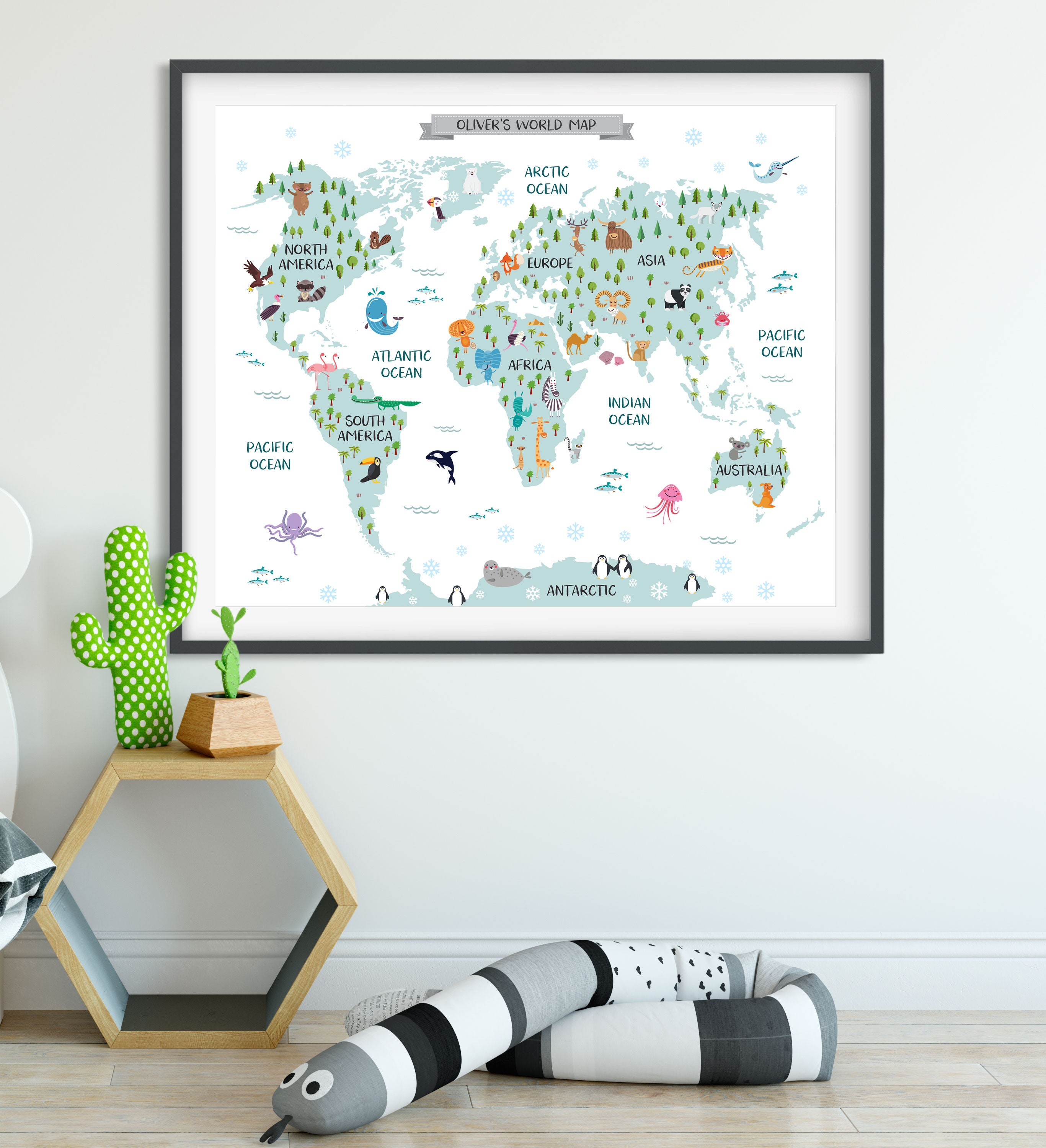 Personalized World Map, Printable Wall Art, Travel Nursery - Etsy