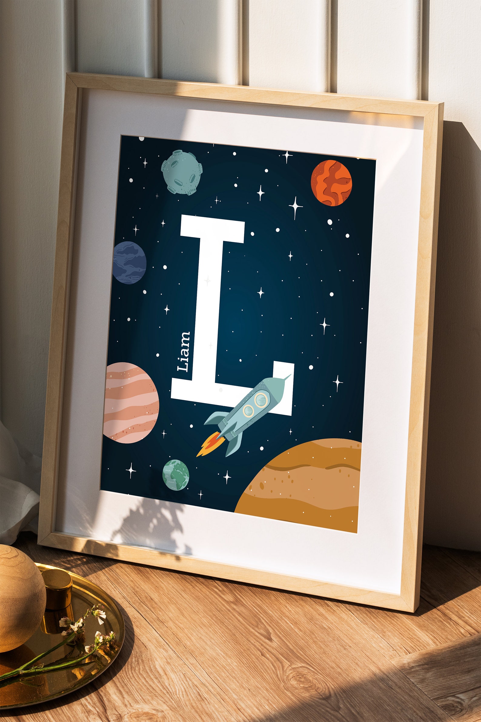 Colorful Kids Space Name Print, Monogram Wall Art, Space Letter With ...