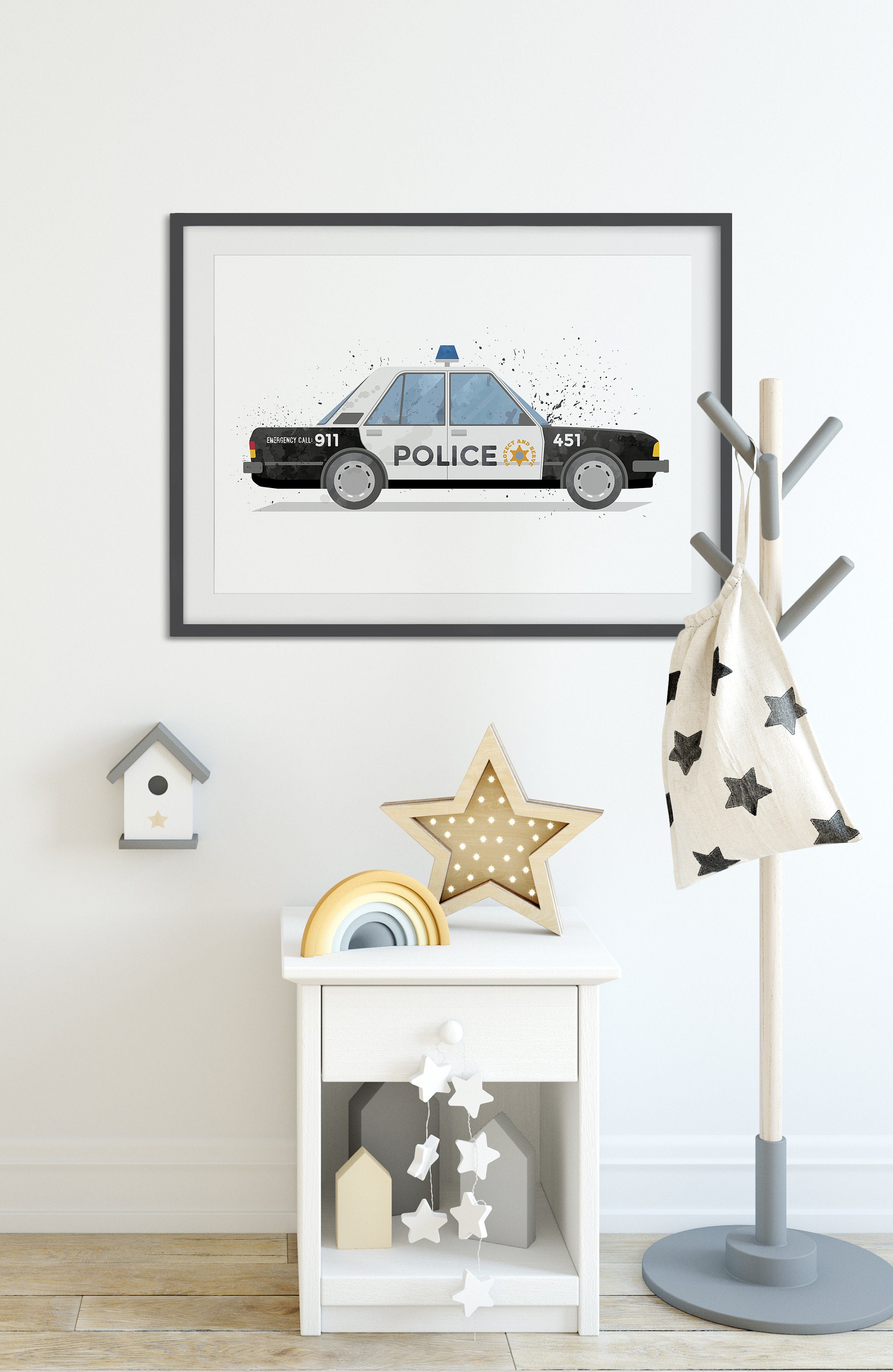 Police Car Wall Art Watercolor Police Car Print Emergency | Etsy