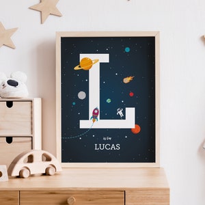 Space Wall Art Set of 3 Prints, Space Themed Nursery, Custom Baby Name ...
