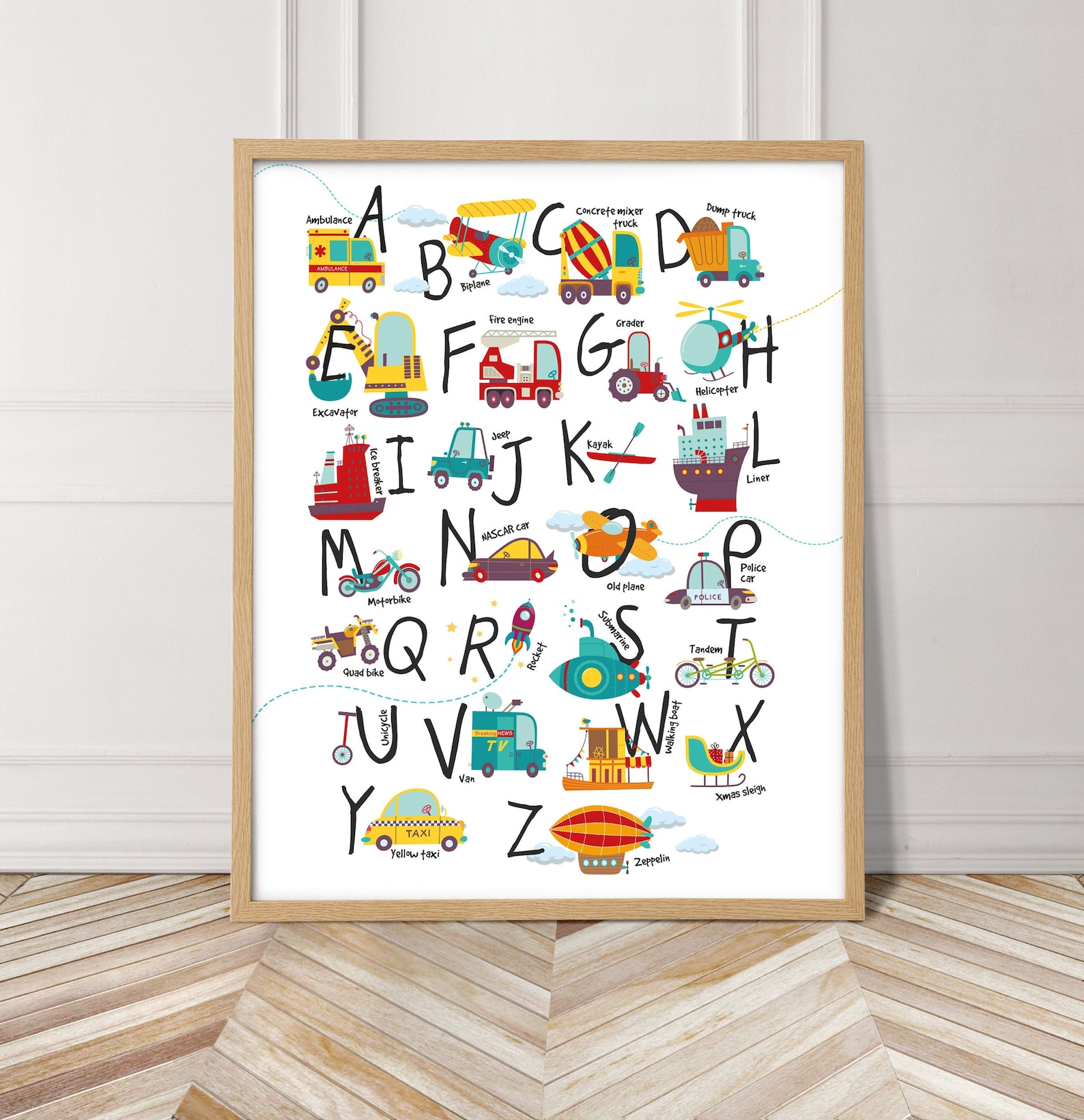 Transportation Alphabet Wall Art Car Poster Nursery Car | Etsy