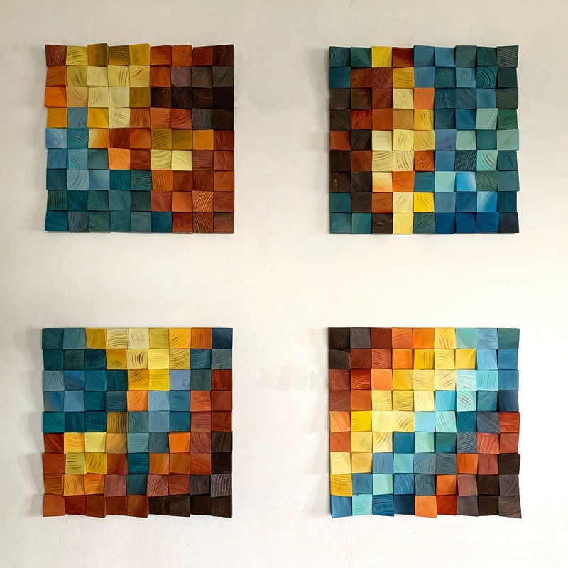 Wood Squares Wall Art - Etsy