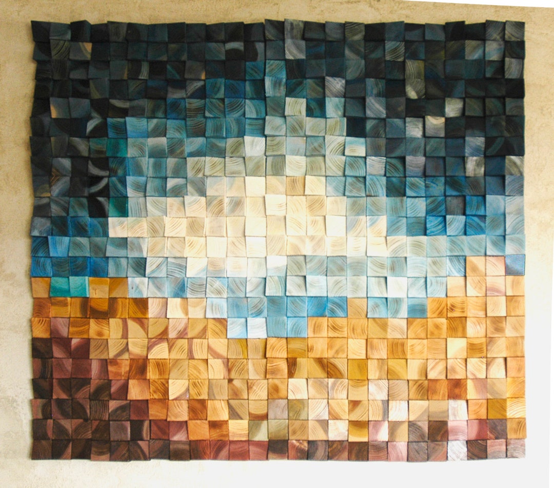 Sunrise on Mars, Abstract Wood Wall Art, 3D Sound Diffuser - Etsy