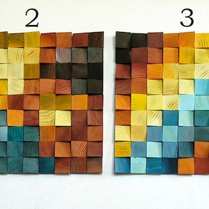 Squares Wood Wall Art, Wall Decor, Wooden Mosaic, Abstract Art, Wall ...